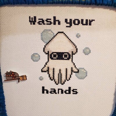 Blooper Wash Your Hands Mario Video Gamer Bathroom Cross Stitch Pattern ...