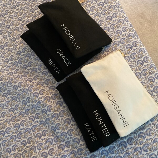 MAKEUP BAG, Personalized Pouch, Minimalist Customized Text Print ...