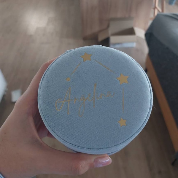 Constellation Custom Jewelry Box, Round Jewelry Case, Customizable ...