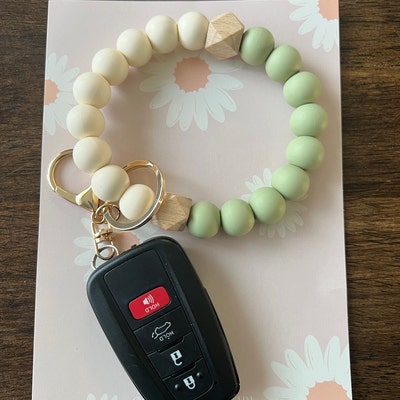 Beaded Wristlet Keychain, Silicone Wristlet, Bracelet Key Ring, Boho ...