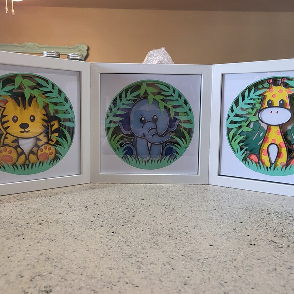 Safari Animals Shadow Box SVG/ Nursery Room Safari Theme/ Birthday Gift ...