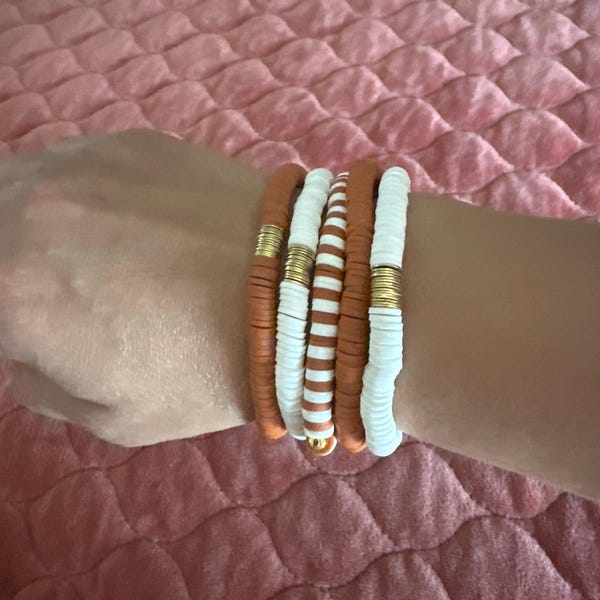 Heishi Coin Stack Bracelet, Layering Bracelets, Stretch Bracelets ...