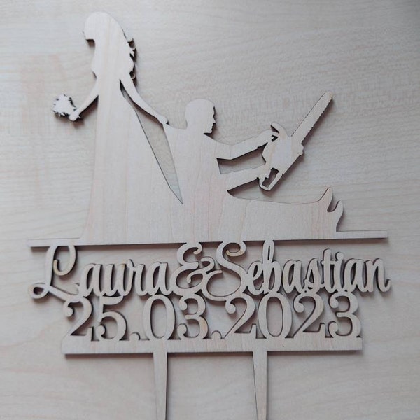 Logger Wedding Cake Topper | Lumberjack Cake Topper | Chainsaw Cake ...