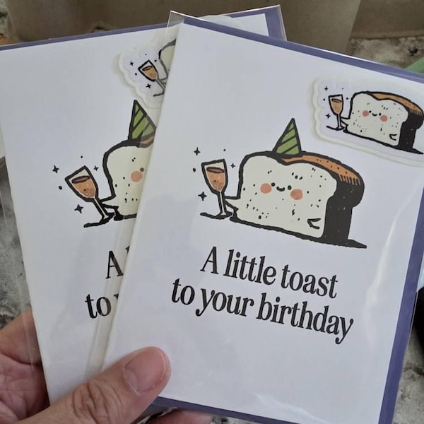 Punny Birthday Card: A Toast to Your Birthday Greeting Pun - Kawaii ...