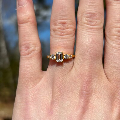 14k Solid Gold Open Link Ring Chain Wedding Ring Women Minimalist Pave ...