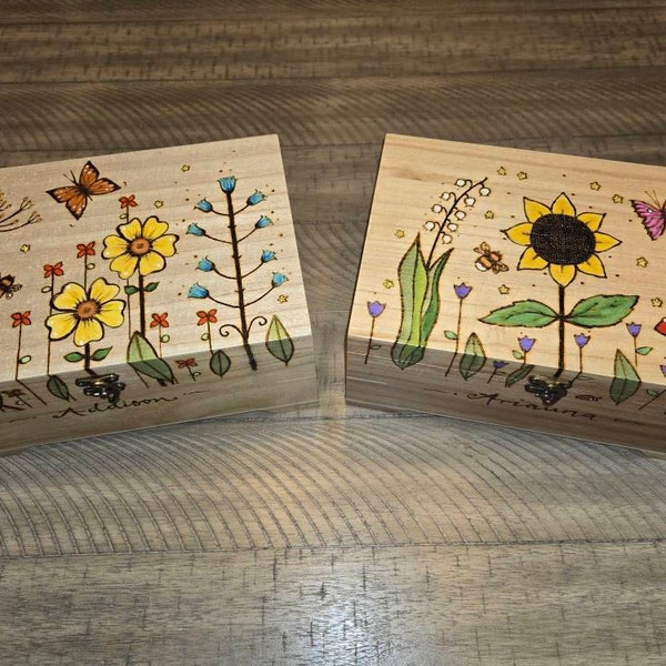 Personalised Wooden Wildflower Jewellery Box With Removable Tray, Large ...