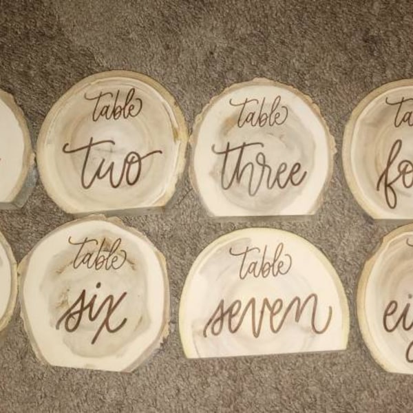 Engraved Wedding Table Numbers - Rustic Table Decor - Wooden Table ...