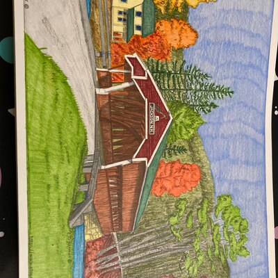 Old Rural Path Stone Wall Scene Coloring Pages W/instructions for 5x7 ...