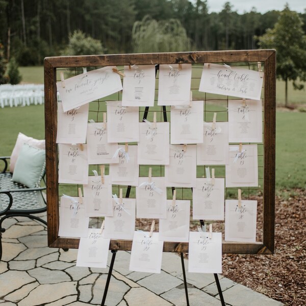 Wedding Seating Table Cards, Poster, Elegant Calligraphy Display 100% ...