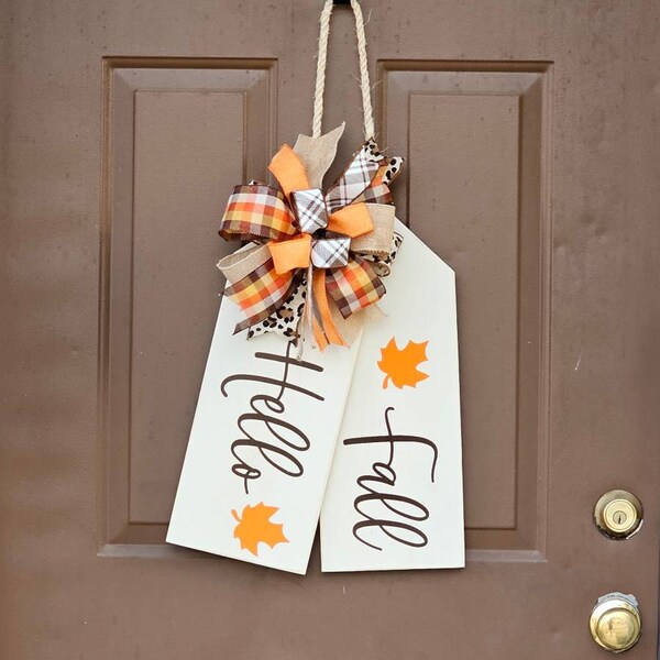 Welcome Fall, Large Wooden Door Sign, Door Hanger, Farmhouse, Door ...