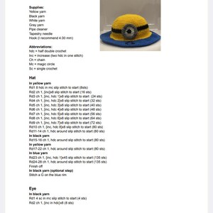 Minions Bucket Hat Pattern - Etsy