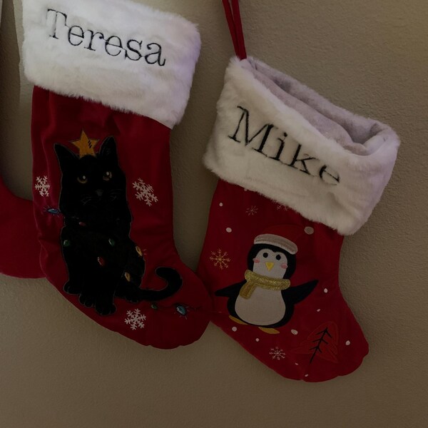 Personalized Christmas Stockings Red Velvet Stockings With Name ...