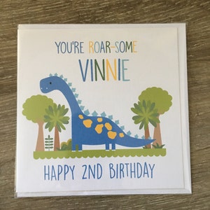 Dinosaur Birthday Card, Pink Dinosaur Card, Yellow Dinosaur Card ...