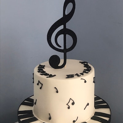 Treble Clef Cake Topper in Black Glitter Party Birthday Musical ...