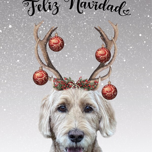 My Pet Reindeer, Pet Portrait From Photo, Digital Christmas Portrait ...