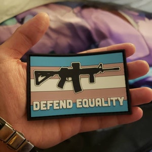 AR-15 Defend Equality Trans Pride Flag and Rifle PVC Patch With Hook ...