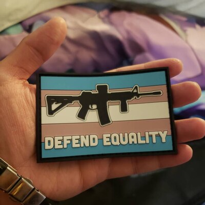 AR-15 Defend Equality Trans Pride Flag and Rifle PVC Patch With Hook ...
