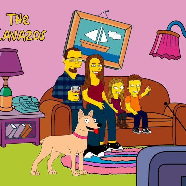 Simpsons Portrait, Christmas Gift Idea, Simpsons Couple Portrait, Gift ...