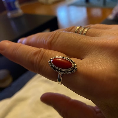 Oval Pink Conch Shell Ring/sterling Silver Queen Conch Shell Ring/conch ...