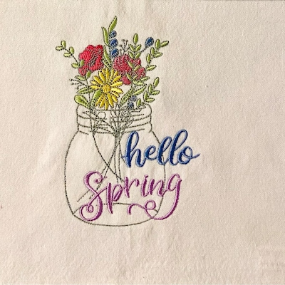 Hello Spring Embroidery Design, Spring Machine Embroidery Design ...