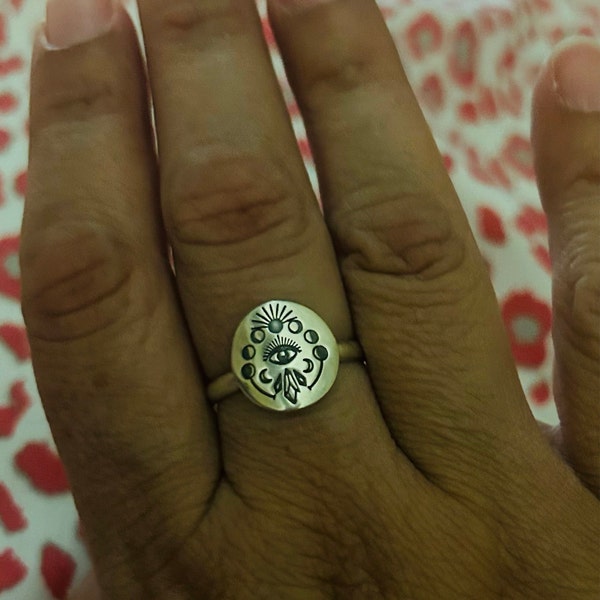 Silver Moon Ring Celestial Ring Moon Phase Ring Witch Ring Evil Eye ...