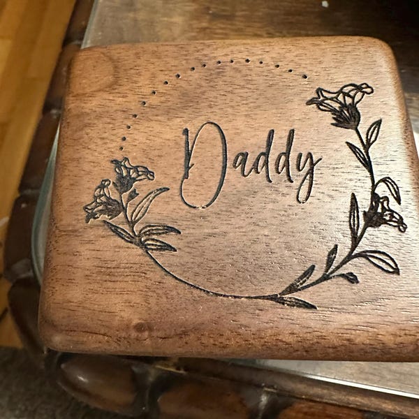 Personalized Walnut Wood Music Box, Birth Flower Music Box, Birthday ...