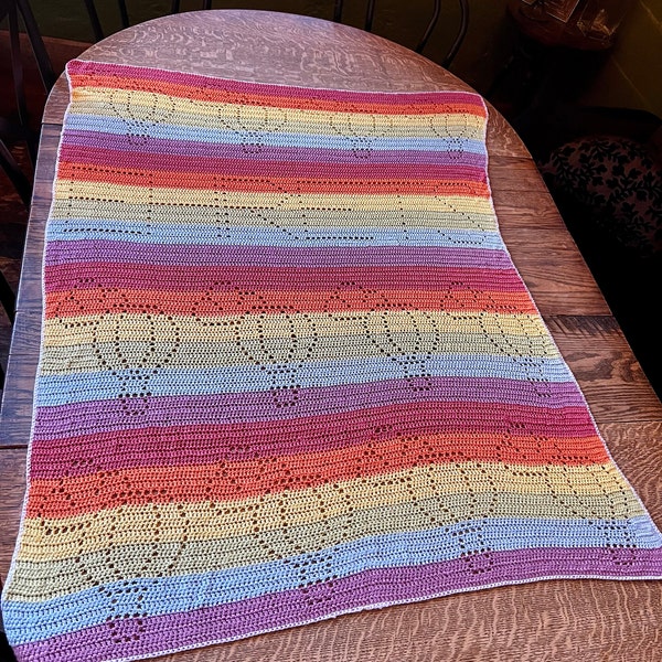 Aria Blanket | Filet Crochet Blanket Pattern | Baby Blanket Crochet ...