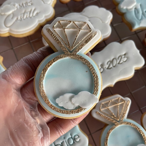Wedding Ring Embosser & Cookie Cutter Set, Diamond Ring Deboss, Biscuit ...