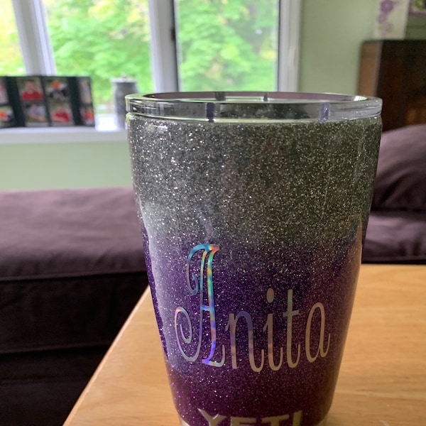Purple Tumbler, Purple Glitter Cup, Purple Cup, Glitter Cup, Glitter ...