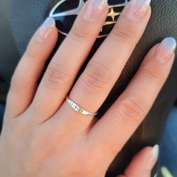 Custom Skinny Name Ring Personalized Stackable Rings in Sterling Silver ...