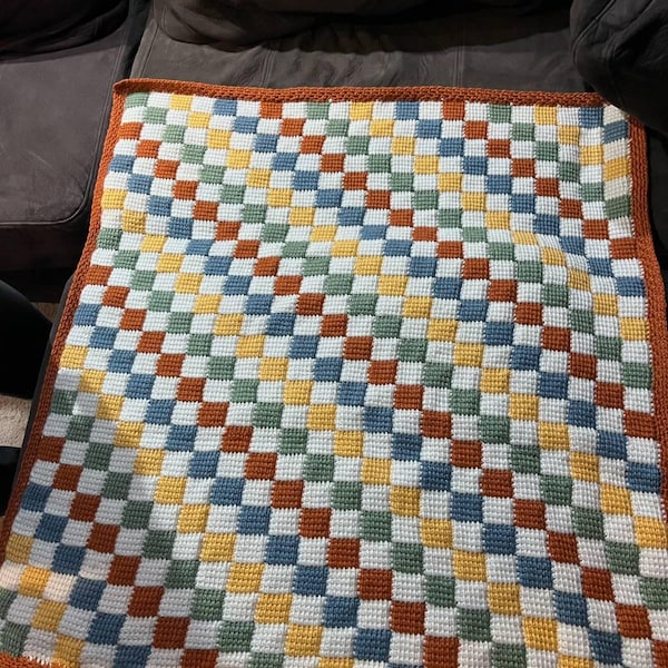 Classic Small Check Crochet Checkerboard Blanket Pattern - Etsy