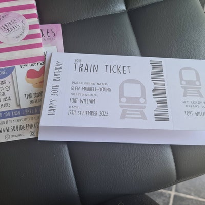 Personalised Boarding Pass Surprise Trip Reveal Gift Faux Fake Train ...