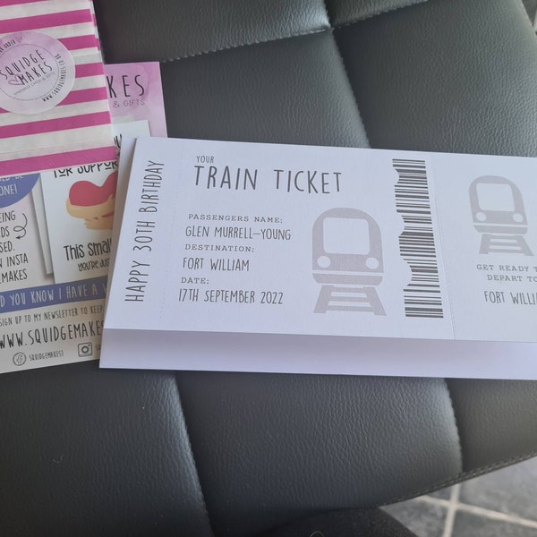 Personalised Boarding Pass Surprise Trip Reveal Gift Faux Fake Train ...