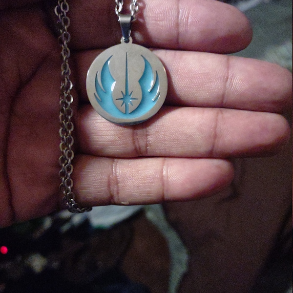 Jedi Necklace, Glow in the Dark Jewelry, Glowing Jedi Pendant ...