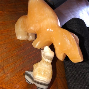 Zebra Onyx Small T-rex Stone Carving, Polished Tyrannosaurus Rex ...