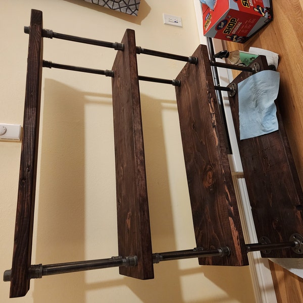 Steampunk Book Shelf, Industrial Bookcase, Wooden Book Case, Wooden ...