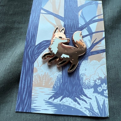 Rose Gold Fox Enamel Pin Badge - Etsy