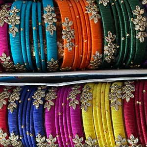 Silk Thread Indian Bangles Set - Etsy