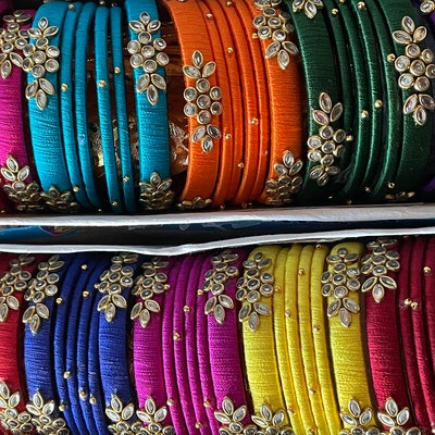 Silk Thread Indian Bangles Set - Etsy