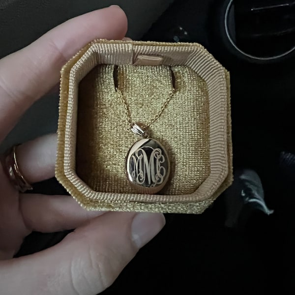 Monogram Personalized Oval Locket, Gold Filled, Silver, Minimalist ...