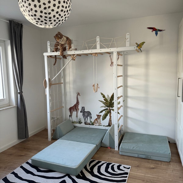 88x78" Large Swedish Ladder Bundle: Waldorf Playmat, Monkey Bars ...