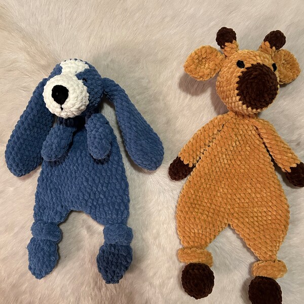 Hunley Hound + Teacup Pup Knotted Lovey — Crochet Dog PATTERN - Etsy