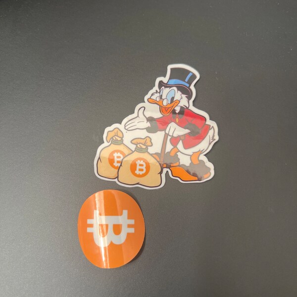 Bitcoin Stickers, Crypto Die Cut Stickers, Scrooge Money Bags, Glossy ...