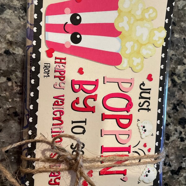 PRINTABLE Just POPPIN' BY to Say Happy Valentine's Day! Tag | Instant ...