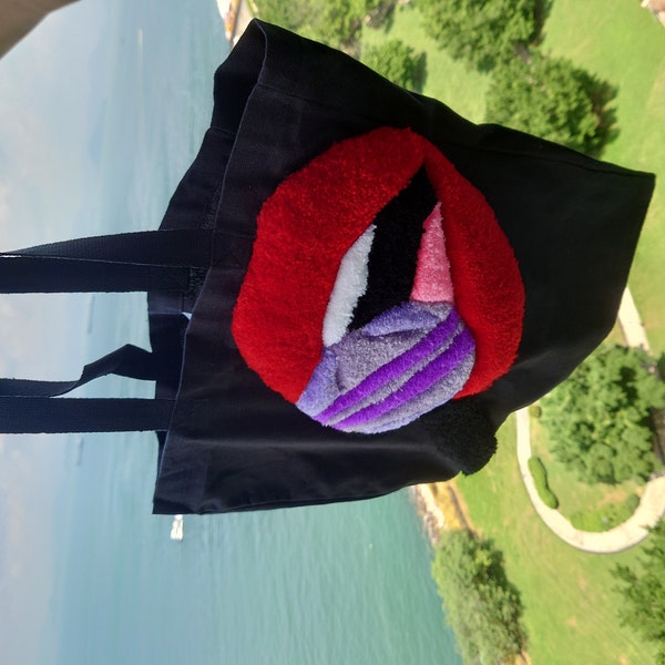 Framed Tufted Wall Art, Emoji Tufted Wall Hanging, Handmade Tongue Out ...