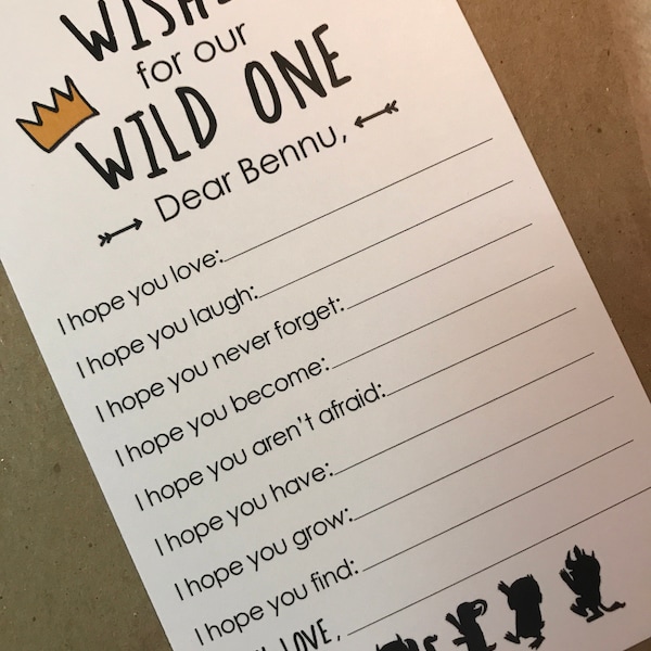 Set of 12 Handmade Wishes for Baby Cards - Wild One Birthday Party ...