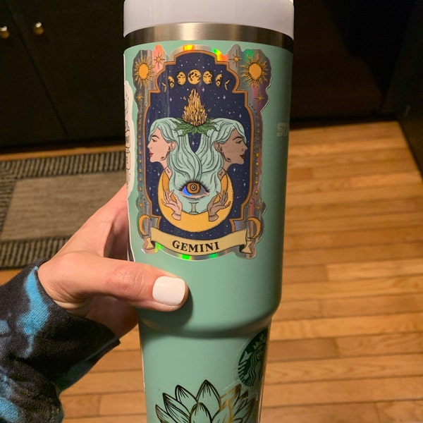 Gemini Zodiac Holographic Sticker, Gemini Zodiac Sticker, Waterproof ...