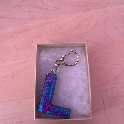 Purple and Blue Glitter Keychain Initial Keychain Letter - Etsy