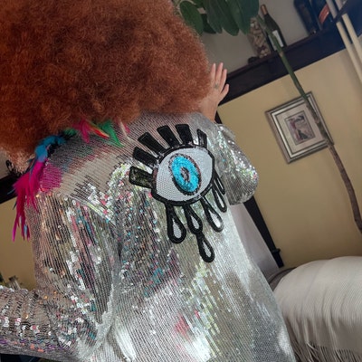 Silver Sequin Kimono With Fringes Sparkly Duster Burning - Etsy Australia