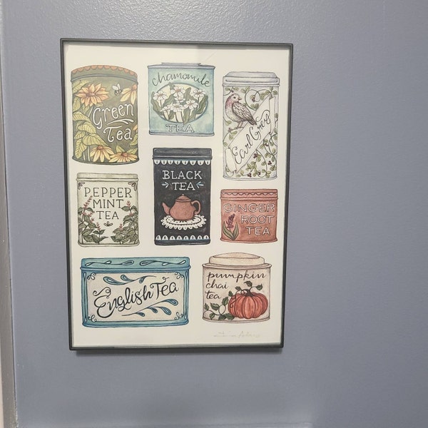 Vintage Tea Tins Illustration Print | Tea Lover Gouache Painting ...